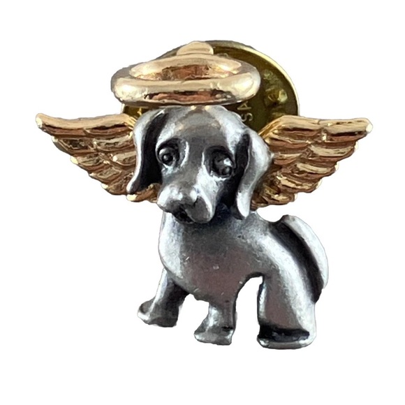 Jewelry | Vintage Camco Angel Dog Mini Pin Silver Gold Tone Pewter ...
